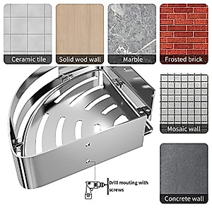 Shower Caddy Corner Shelf Bathroom Organizer, Drill Bathroom Shelf Storage Rack Wall Mounted for Shower Bathroom Kitchen