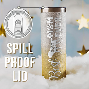 Onebttl Dog Mom Gifts, Dog Lover Gifts for Women, Best Dog Mom Ever, 20 oz Glitter Silver-Gold Insulated Tumbler - Mastiff Mom