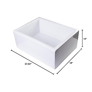 ALFI brand AB2418SB-W Smooth Thick Wall Fireclay Single Bowl Farm Sink, 24", White