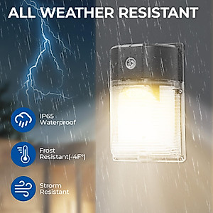 CINOTON 42W LED Barn Light Dusk to Dawn Outdoor Lighting, Black 1 Pack & 26W LED Wall Pack Light with Dusk to Dawn Sensor Warm White 2 Pack-Gray