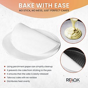 RFAQK Non-Stick 9 Inch Springform Pan - Spring form Pan for Cheesecake with Removable Bottom, Bonus Icing Spatula with 30 Pcs Parchment Paper & Recipe E-Book - Ideal for Baking Cakes, Pizzas, & More!