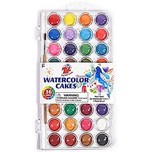 TBC The Best Crafts 36 Colors Watercolor Paint Set, Portable Travel Watercolor Pan Set with Paint Brush, Student Quality Watercolor Cake for Kids