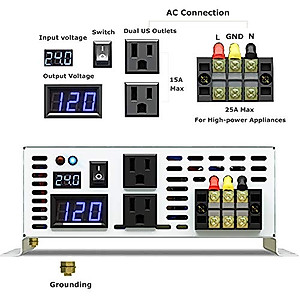 WZRELB DC to AC Converter Off Grid Pure Sine Wave Power Inverter Generator (3000w 24v 120v)