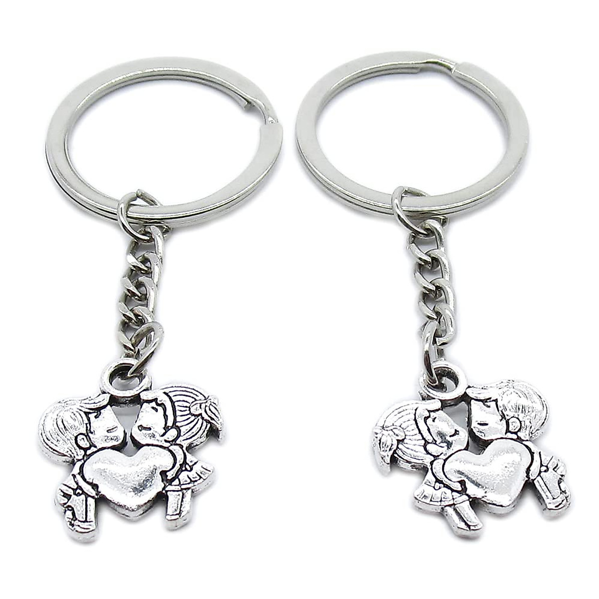 50 Pieces Keychain Keyring Door Car Key Chain Ring Tag Charms Supplies RY8I1X Lover Boy Girl Love