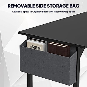DUMOS Computer 31 Inch Office Black Modern Storage, Wood Writing, Corner Small Space, Executive Work, Home Desk for Bedroom