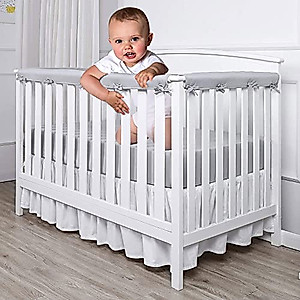 EVATONTT Críb Rail Cover 3-Piece, Críb Rail Covers for Teething Wrapped Rail Cover, Thicken Críb Rail Guard for Críb Teething Guard, Baby Críb Biting Guard for Boys and Girls(Grey)