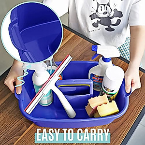 KeFanta Cleaning Caddy Organizer with Handle, Plastic Bucket for Cleaning Supplies Products, Cleaning Tool Storage Tote, 2 Pack