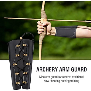 Tbest Leather Arm Guards Armguard for Archery Brown/Black Adult Youth Leather Protective Arm Guards Protector Wristband Costume for Recurve Bow Shooting Hunting, Adjustable