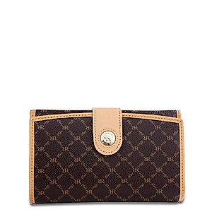 Rioni Signature Brown Multi-fold Button Wallet St-w003