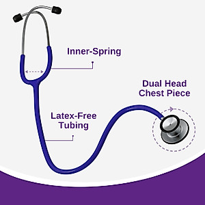 HCS Stethoscope, Premium Stainless Steel - Medical Grade, Dual Head Stethoscopes for Nurses, Doctors, Veterinary - 22 inch Tubing (Blue)