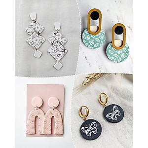 Puocaon Butterfly Clay Silk Screen - 6 Pcs Reusable Cactus Silk Screen Stencils for Polymer Clay Earrings Making, Boho Leaves Hibiscus Syriacus Flower Silk Screen Stencils for Polymer Clay Jewelry