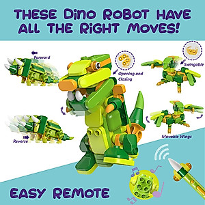 BOTZEES GO! Dinosaur Robots for Kids, Building and Electric Remote Control Toys, STEM Learning Toys for Kids Ages 3+, Boys Toys, with RC Magic Stick, Dinosaur Toys, App Based