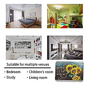 ROZERA Area Rug,Butterfly Sunflower on Wooden Board Non-Slip Mat Area Rug Runners Floor Soft Carpet for Kitchen Bedroom Living Room Bathroom Girls Room Decoration,Retro Farmhouse Decor 19.7x31.5in
