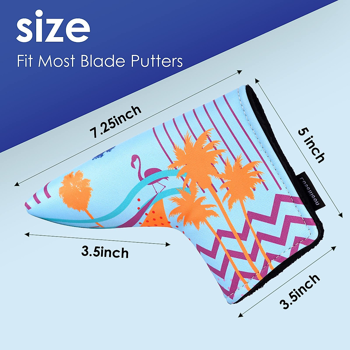 Lusehieon Leather Blade Putter Cover Magnetic, Golf Blade Putter Headcover Tropical Protective Putter Head Covers(Blue)