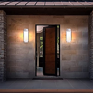 Inowel Outdoor Wall Sconce Lantern Dusk to Dawn Sensor White LED Exterior Light IP54 Waterproof Classic Wall Light Aluminum Wall Mount Lamp Lighting for Porch Front Door Garden 13W 800Lm 3000K