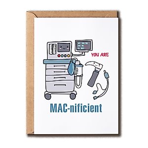 MHSDesigns You Are Mac-nificient Card - Greeting Card For Doctor - Thank You Card - Cute Therapist Card - Respiratory Card, White