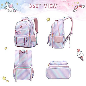 KIDNUO Girls Backpack 15.6 Inch Laptop School Bag Cute Kids Kindergarten Elementary Backpacks Middle Schoolbag Large Bookbags for Women Teens Students Anti Theft Travel Daypack (Purple)