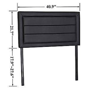 VECELO Faux Headboard Upholstered Heaboards Banded Tufted Modern Bed Backboard, Twin Size, Twin/Twin XL, Leather Black