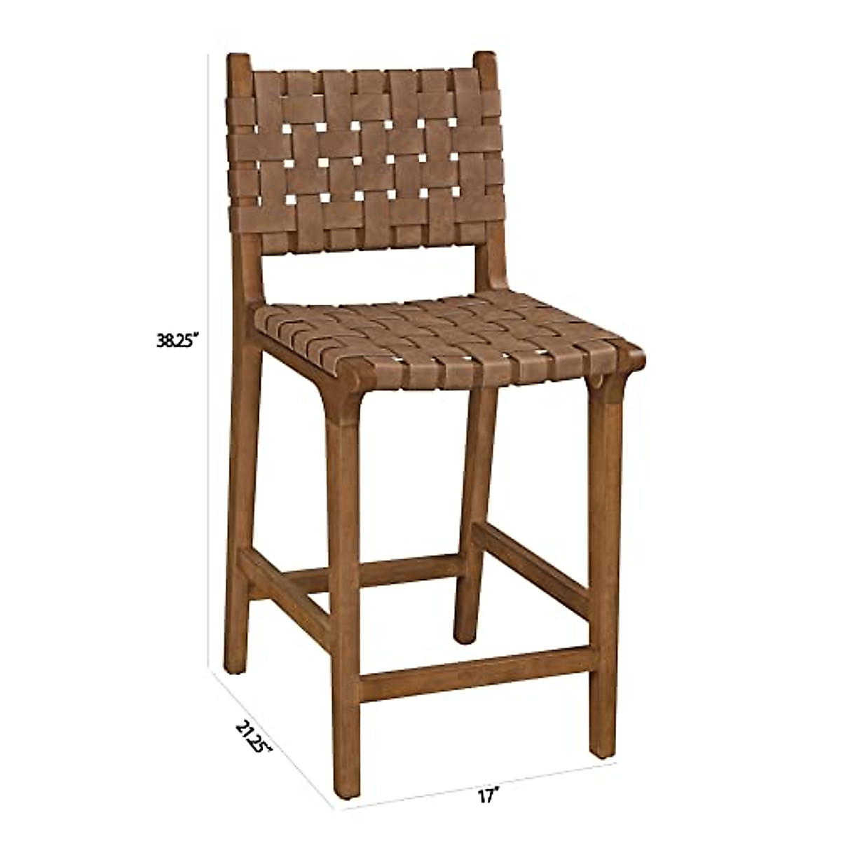 Ball & Cast HSA-1110-24B Home Kitchen Faux Leather Woven Counter-Height Barstool Set of 1, 24 inches, Brown