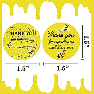 Honey Beee Christmas Thank You for Supporting My Small Business Bzzz-Ness Stickers Roll 1.5" Christmas Thank You Labels for Online Retailers Boutiques Shops Bags, Boxes 500 Pcs