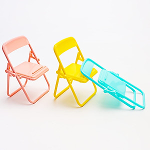 Bbiamsleep 9 Pcs 1:6 Scale Colorful Miniature Chair Miniature Folding Chairs Miniature Plastic Chair Mini Furniture Accessories(Random Color)
