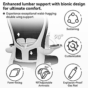 FFIJJ Office Chair,Ergonomic Office Chair,Breathable Mesh Desk Chair, Lumbar Support Computer Chair with Flip-up Armrests, Executive Rolling Swivel Task Chair,Home Office Desk Chair (White)