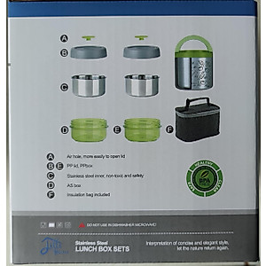 Lille Home Lunch Box Set, An Vacuum Insulated Bento/Snack Box Keeping Food Warm for 4-6 Hours, Two BPA-Free Food Containers, A Lunch Bag, A Portable Cutlery Set, Smart Diet, Weight Control (Pink)