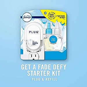 Febreze Odor-Fighting Fade Defy PLUG Air Freshener Refill, Linen & Sky, (3) .87 fl. oz. Oil Refills