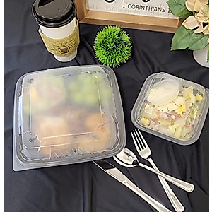 ecopax 75 Sets PP Pebble Box Serving Tray and Vented Lid, Food Container (9x9 3 Compartment) Lunch Box, Food Container, Black