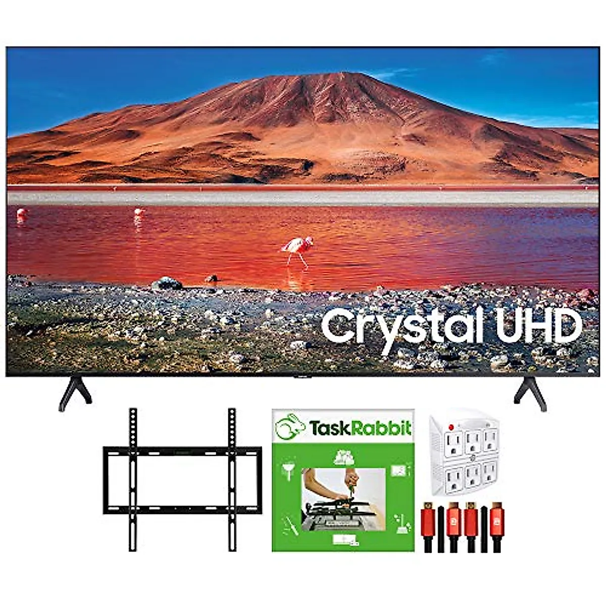 SAMSUNG UN50TU7000 50-inch 4K Ultra HD Smart LED TV 360 Design Bundle with TaskRabbit Installation Services + Deco Gear Wall Mount + HDMI Cables + Surge Adapter