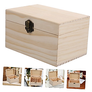 HONMEET Box wooden essential oil case delicate wooden pine essential oil box bead pine wood essential oil bottle container Multiple slots nail polish holder Bottled essential oil storage
