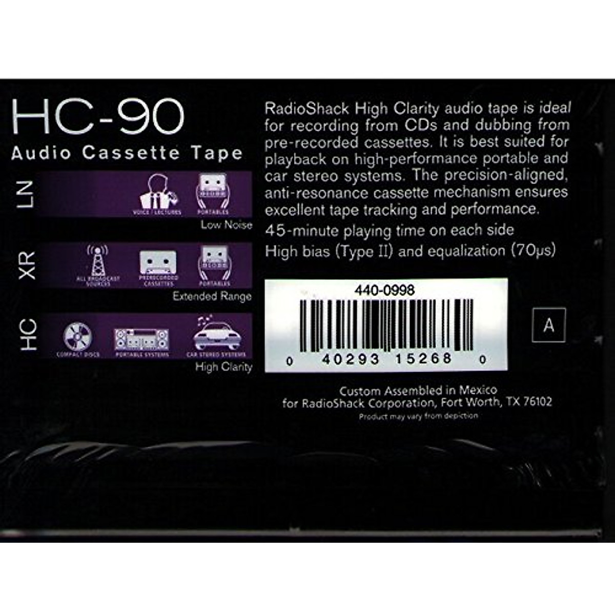 Radio Shack HC-90 High Clarity Blank Audio Cassette Tapes (High Bias, Type II, 90 Mins)