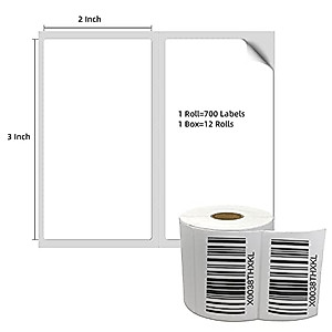 AKOGIRSE 3" x 2" Address FBA UPC Barcode Direct Thermal Labels, 12 Rolls/8400 Labels, Multipurpose Perforated Label, Ultra Strong Adhesive, Compatible with Zebra, Munbyn & Rollo Desktop Printers