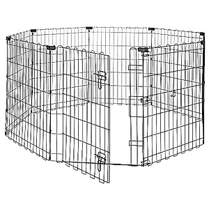 Amazon Basics Foldable Octagonal Metal Exercise Pet Play Pen for Dogs, Fence Pen, Single Door, Black, 60 x 60 x 30 Inches