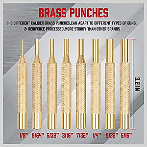 SEDY 18-Pieces Roll Pin Punch Set, Roll Pin Starter Punch, Brass, Steel, Plastic Punches & Brass/Polymer Hammer. Red Storage Carring Case provided