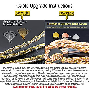 erjigo KZ Gold Silver Mixed Braiding Upgrade Cable 2 pin 0.75mm Replacement Earbuds Audio Cable Compatile with (C Pin (KZ-ZSN/ZSN PRO/ZS10 PRO))