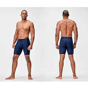 DEVOPS Men's Compression Shorts Underwear (3 Pack) (Large, Black/Charcoal/Navy)