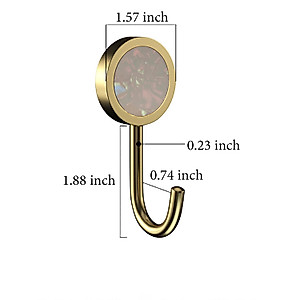 Sveudvdis 2 Pack Adhesive Hooks, Brass Wall Hooks, Bath Towel Hook for Wall Decorative, Self Adhesive Hooks Wall Hangers Without Nails for Entryway Kitchen Bathrooms Door (White)