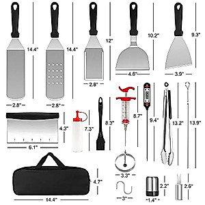 Griddle Accessories, Lidlife 31pcs Flat Top Grill Accessories for Blackstone and Camp Chef, Griddle Grill Tools Set for Professional BBQ, Grill Set with Spatula,Tongs,Bottle, Egg Ring and Carry Bag