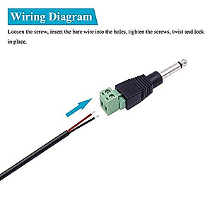 Fancasee (3 Pack) 6.35mm Replacement Repair Plug Jack TS 2 Pole Mono Male Plug 1/4" 6.35mm Solderless Terminal for Microphone Speaker Audio Cable Repair