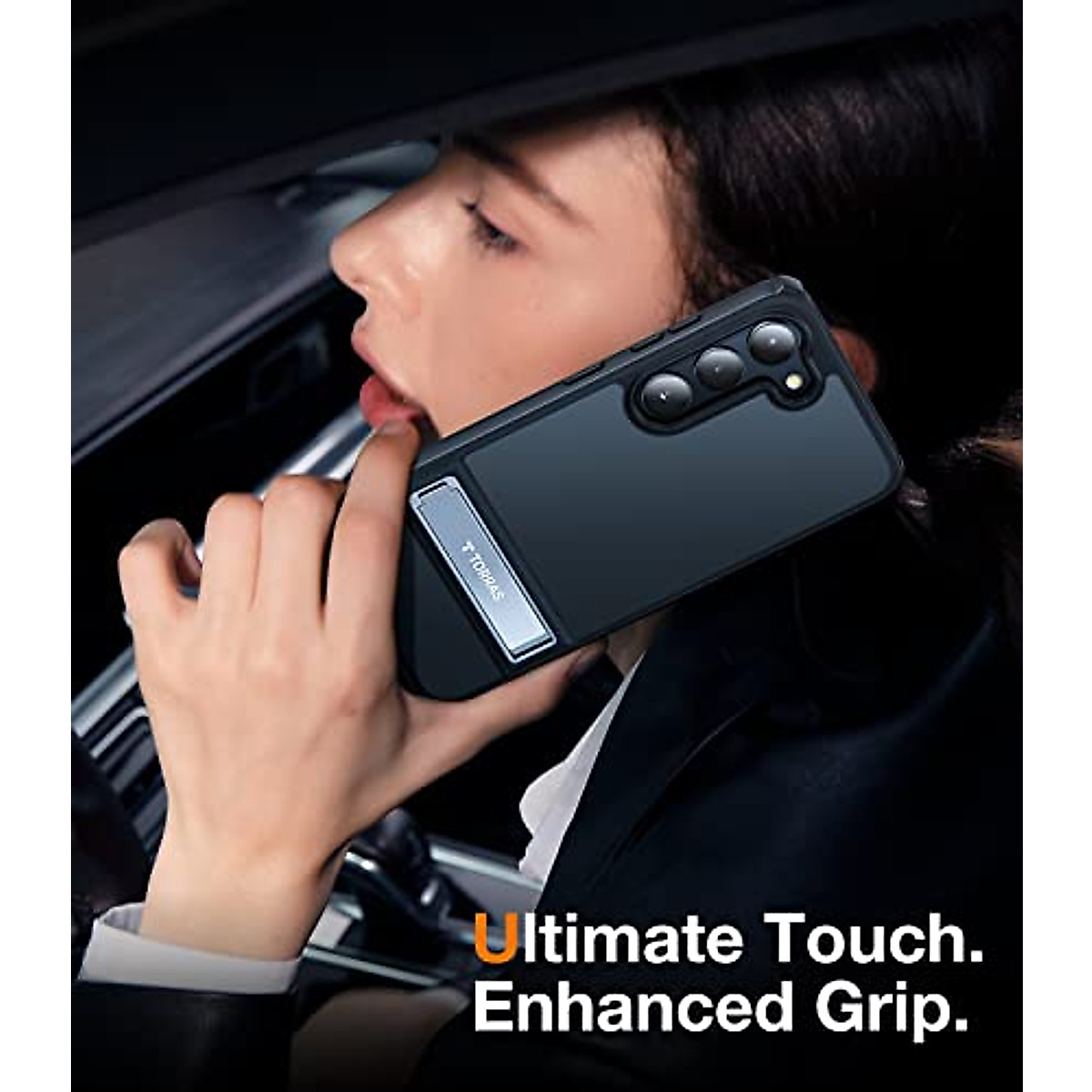 TORRAS MarsClimber for Samsung Galaxy S23 Case 6.1'' [3 Stand Modes] [8FT Military-Grade Drop Protection] Translucent Protective Slim Phone Case for Samsung S23 Case 5G, Black