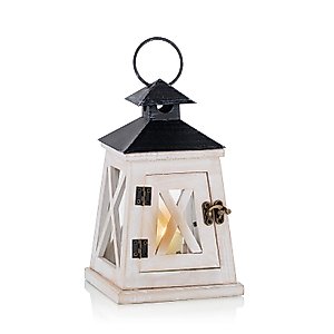 Decorative Candle Lantern Vintage Wood Lanterns with Glass Rustic Hanging Candle Holders Decor for Farmhouse Outdoor Garden Home