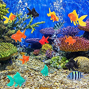 Sumind 30 Pieces Fake Floating Fishes Plastic Fake Goldfish Artificial Aquarium Fishes Colorful Realistic Artificial Moving Fish Ornament Decorations for Aquarium Fish Tank