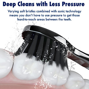 Replacement Electric Toothbrush Heads for Fairywill, Sonic-FX, SnapWhite – Soft Nylon Charcoal Bristle Twist Lock Replacement Tooth Brush Head, Compatible with Electric Toothbrushes (Black,Pack of 8)