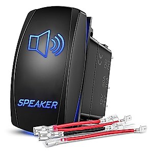 Nilight Speaker Rocker Switch Led Light Bar Switch 5 Pin Laser On Off SPST switches 20A/12V 10A/24V Switch Blue with Jumper Wires Set for Cars Trucks Boats ATVs UTVs RVs, 2 Years Warranty