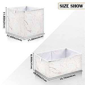 ALAZA Collapsible Storage Cubes Organizer,Rose Gold Marble Storage Containers Closet Shelf Organizer with Handles for Home Office