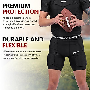 Men's Padded Football Girdle Compression 5-Pads Integrated Football Pads with Hip Tail Thigh Protector for Football Baseball