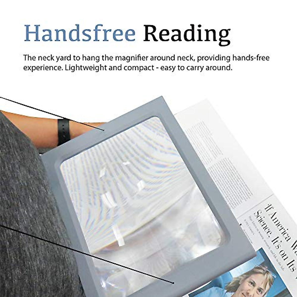 3X Large Full Page Magnifier with 12 LED Lights[Provide Evenly Lit Viewing Area], Foldable Flip-Out Legs, Dual Power Supply Modes- Ideal for Hands Free Reading, Low Vision, Seniors with Aging Eyes