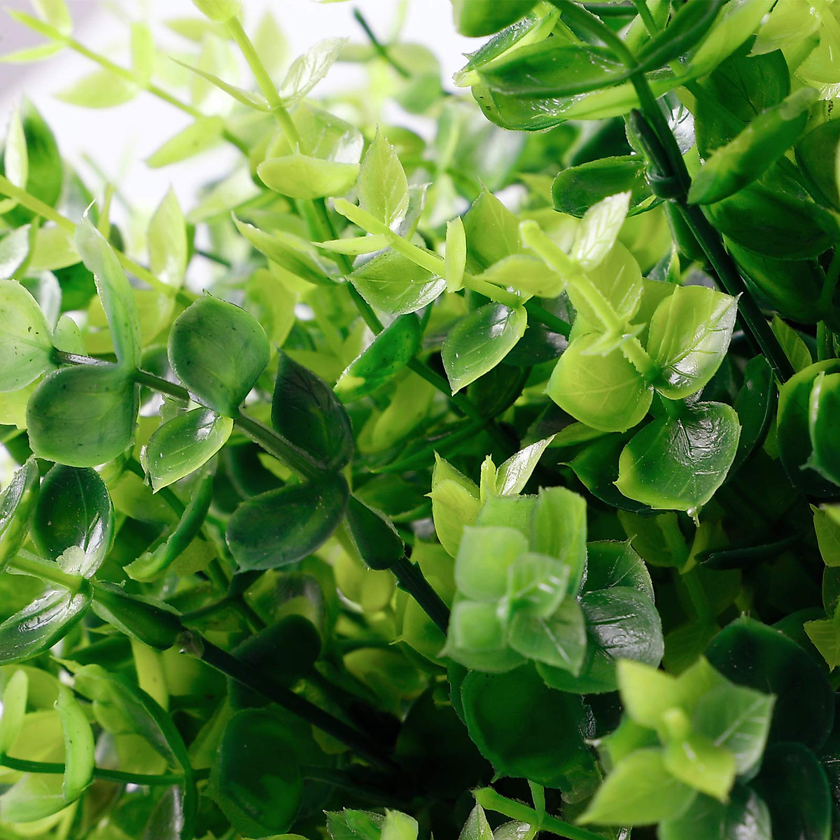 COCOBOO 8pcs Artificial Boxwood Stems for Artificial Flowers Outdoors Decor, Unfading in The Sun Plastic Plant, Fake Foliage Shrubs Greenery for Home Farmhouse Garden Wedding Indoor Outside Decoration