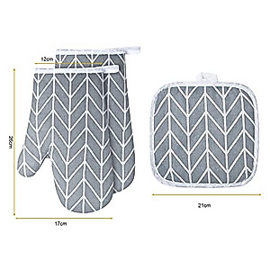 AUAUY Oven Mitts and Potholders BBQ Gloves-Oven Mitts and Pot Holders with Recycled Infill Silicone Non-Slip Cooking Gloves for Cooking Baking Grilling (6-Piece Set,Grey)